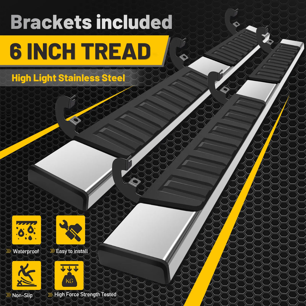 Trailtek Silverado/Sierra Crew Cab 6" Running Boards Nerf Bar Side Ste ...